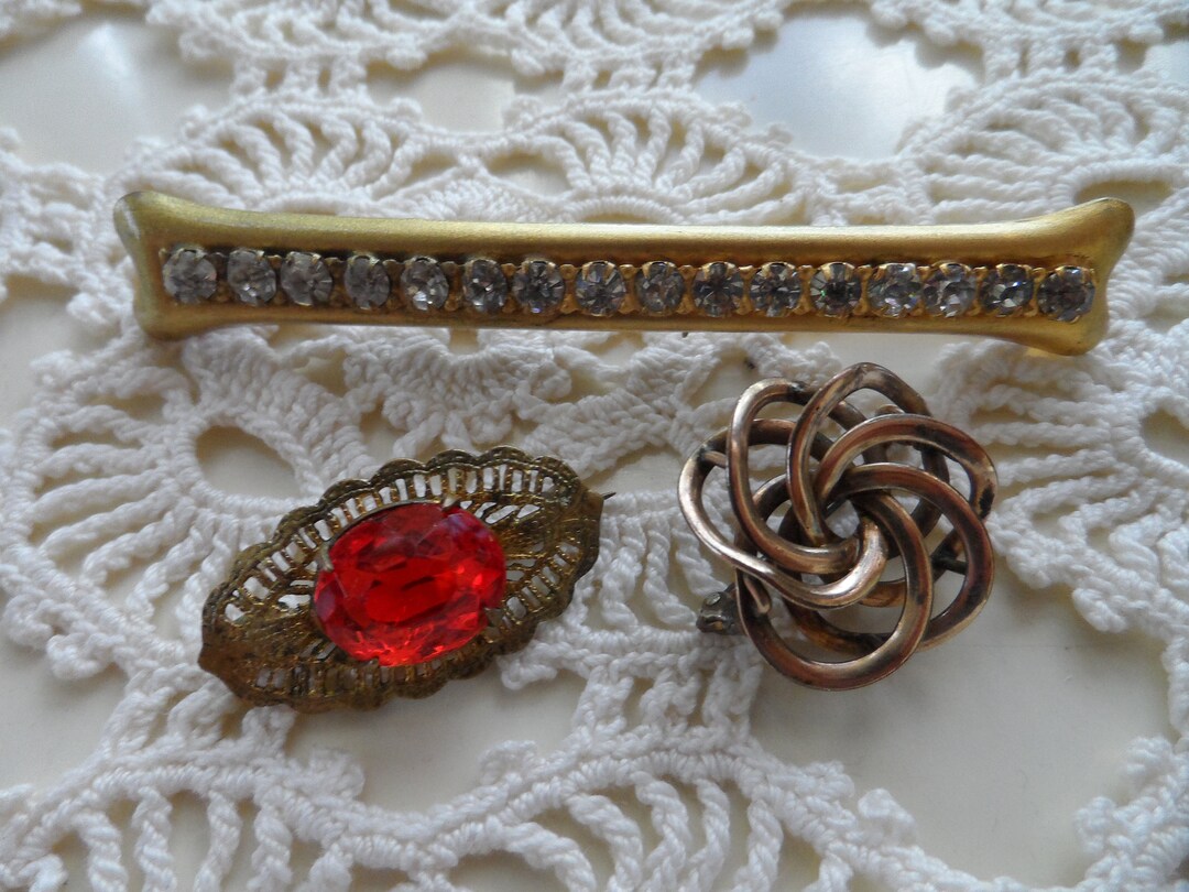 Trio of Unsigned Late Victorian Pins-a Variety of Styles to Wear ...