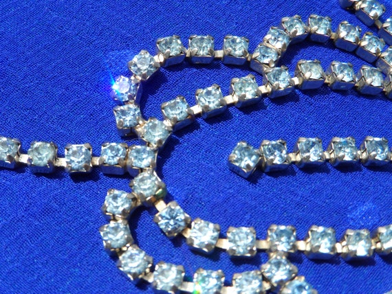 50s Sweet baby blue rhinestone festoon swag necklace … - Gem