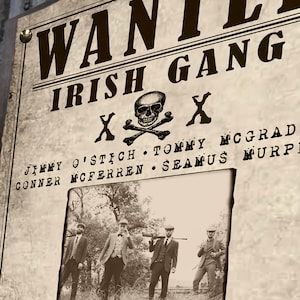 Irish Gang Wanted Sign - Irish Mob Wanted Poster - Vintage Man Cave ...