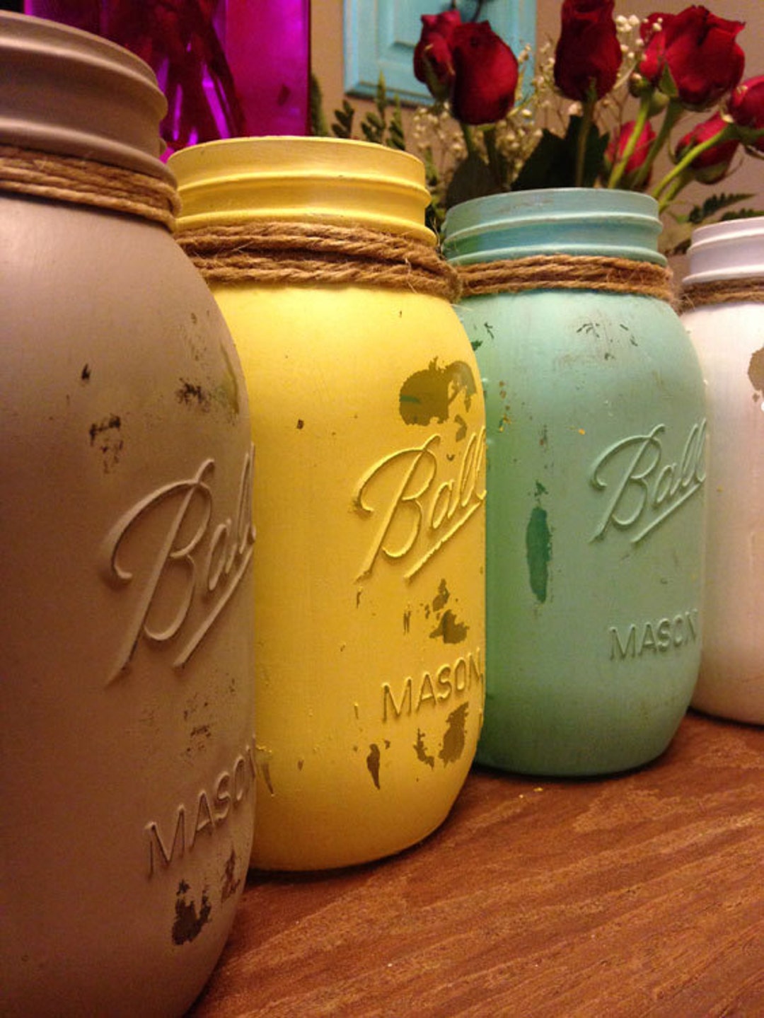 Distressed Mason Jars - Rustic Mason Jar Vase - Etsy