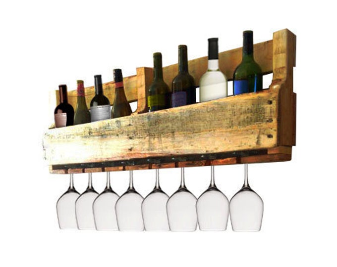 Pallet Wine Rack Wine Glass Holder Pallet Wine Bar Wall Organizer for ...