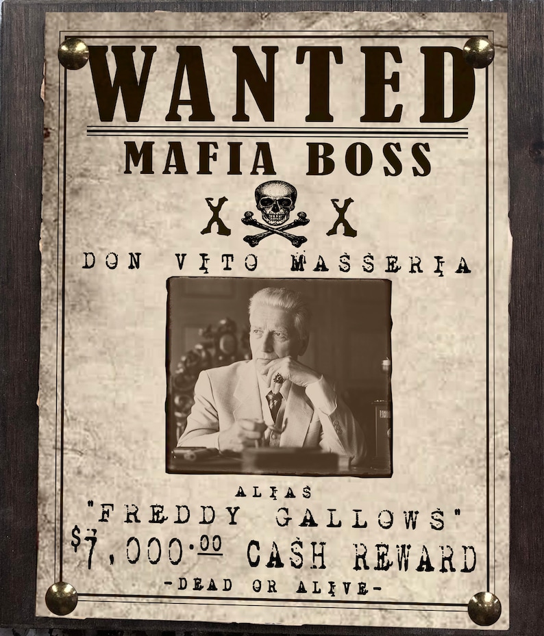Mafia Boss Wanted Reward Sign Downloadable Art Wanted Poster - Etsy