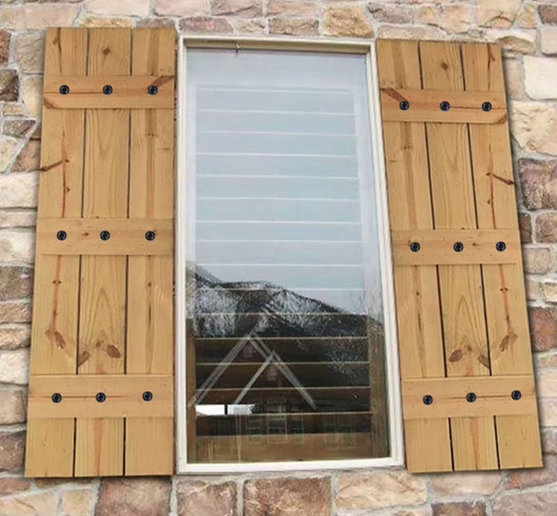 Board and Batten Cedar Shutters Pair With Hammered Metal Clavos ...