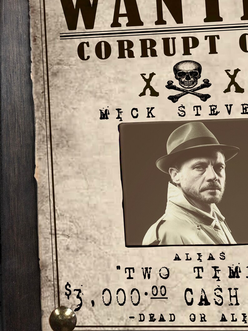 Dirty Cop Wanted Sign Police Wanted Poster Rustic Vintage - Etsy