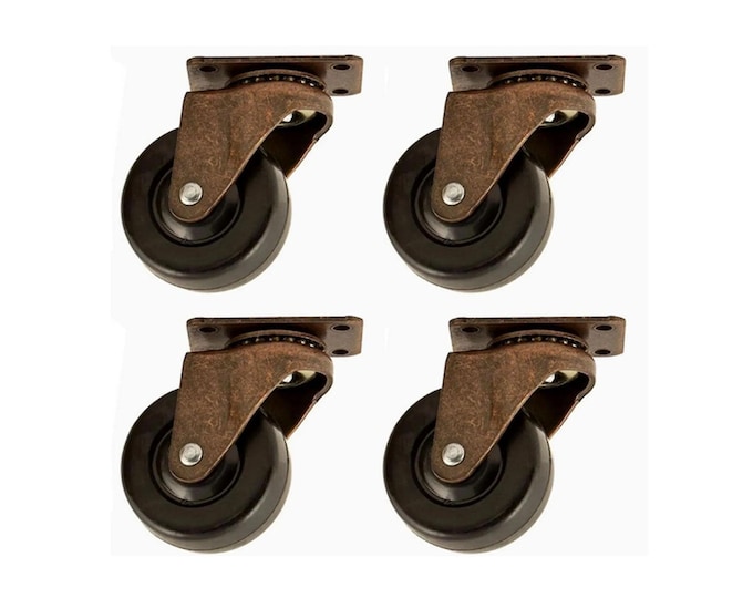 Set of 4 Vintage Castors / Old Industrial Wheels / Metal Wheels / Multi ...