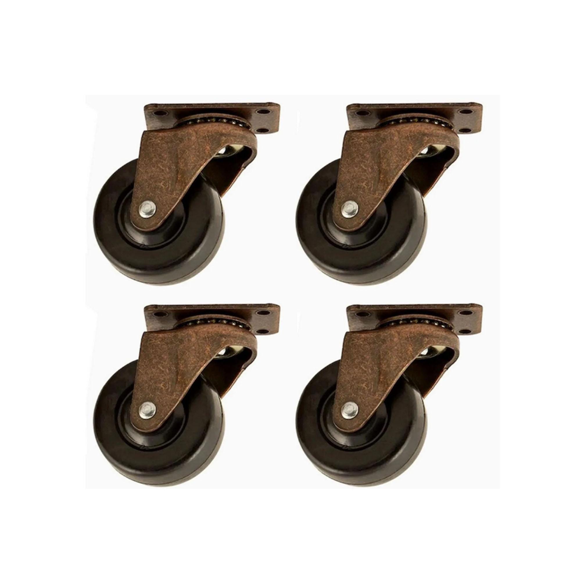 Antique Style Bronze Swivel Casters 4 Pack - Rubber Wheel Casters ...
