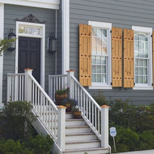 Cedar Shutters With Hammered Metal Clavos - Exterior Cedar Shutters ...