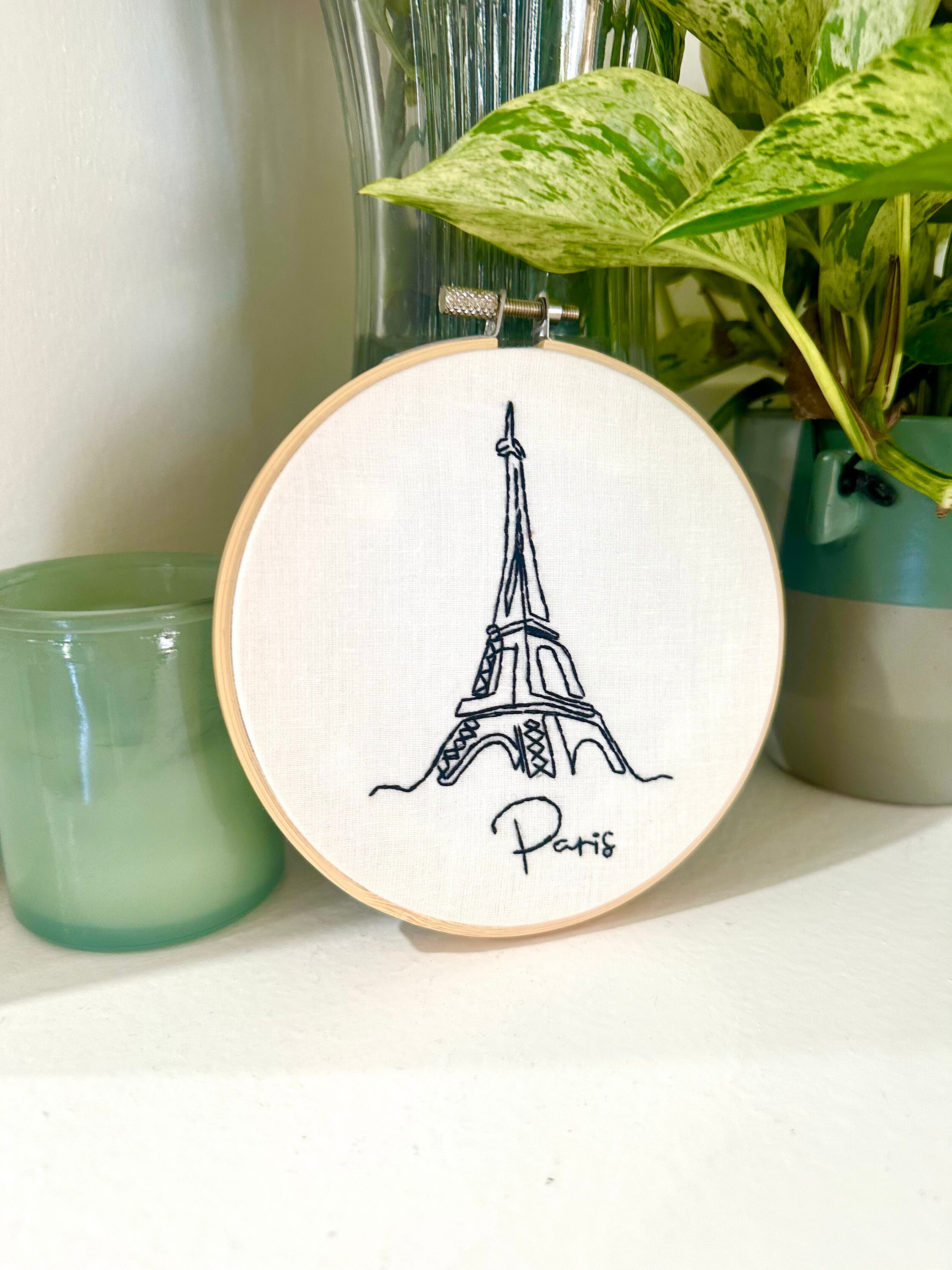 Paris Eiffel Tower Finished Embroidery Art France Embroidery Hoop Art ...