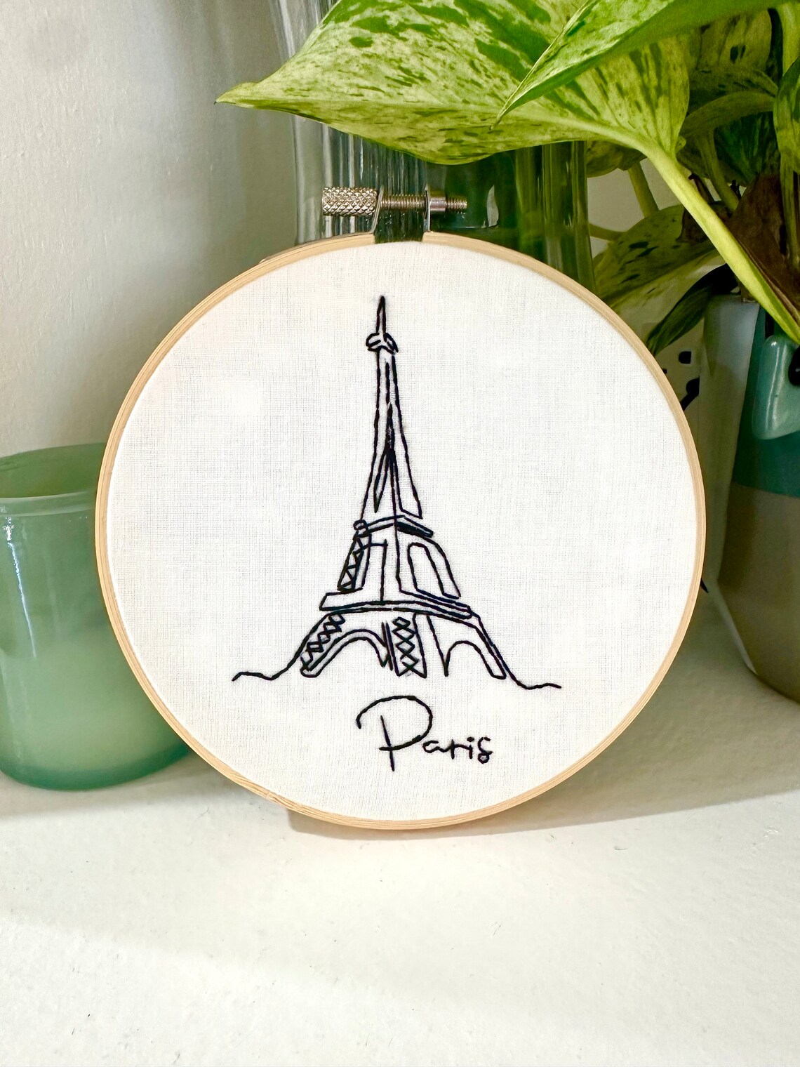 Paris Eiffel Tower Finished Embroidery Art France Embroidery Hoop Art ...