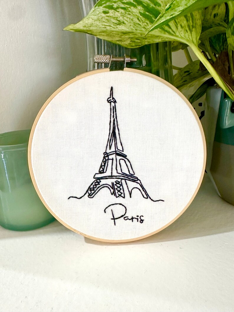 Paris Eiffel Tower Finished Embroidery Art - France Embroidery Hoop Art ...
