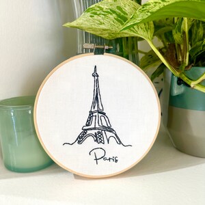 Paris Eiffel Tower Finished Embroidery Art - France Embroidery Hoop Art ...