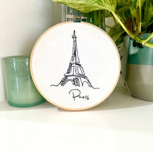 Paris Eiffel Tower Finished Embroidery Art - France Embroidery Hoop Art ...