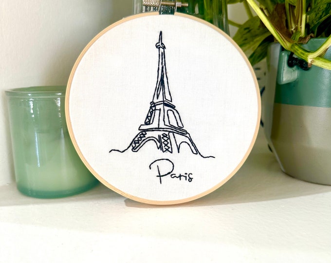 Paris Eiffel Tower Finished Embroidery Art France Embroidery Hoop Art ...