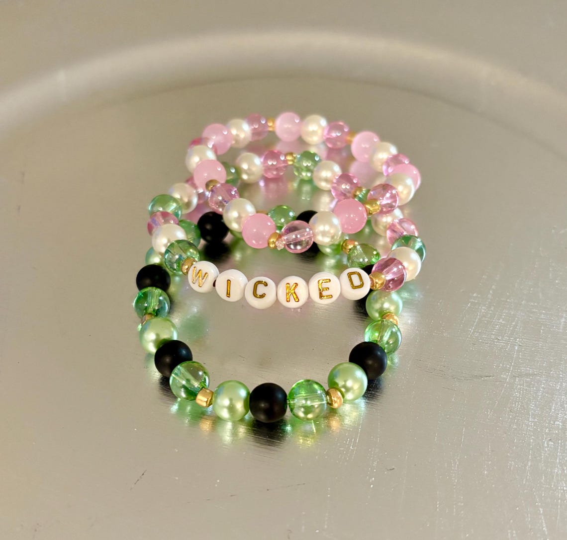 WICKED Handmade Beaded Glass Bracelet Stack, Wicked the Movie Bracelets ...