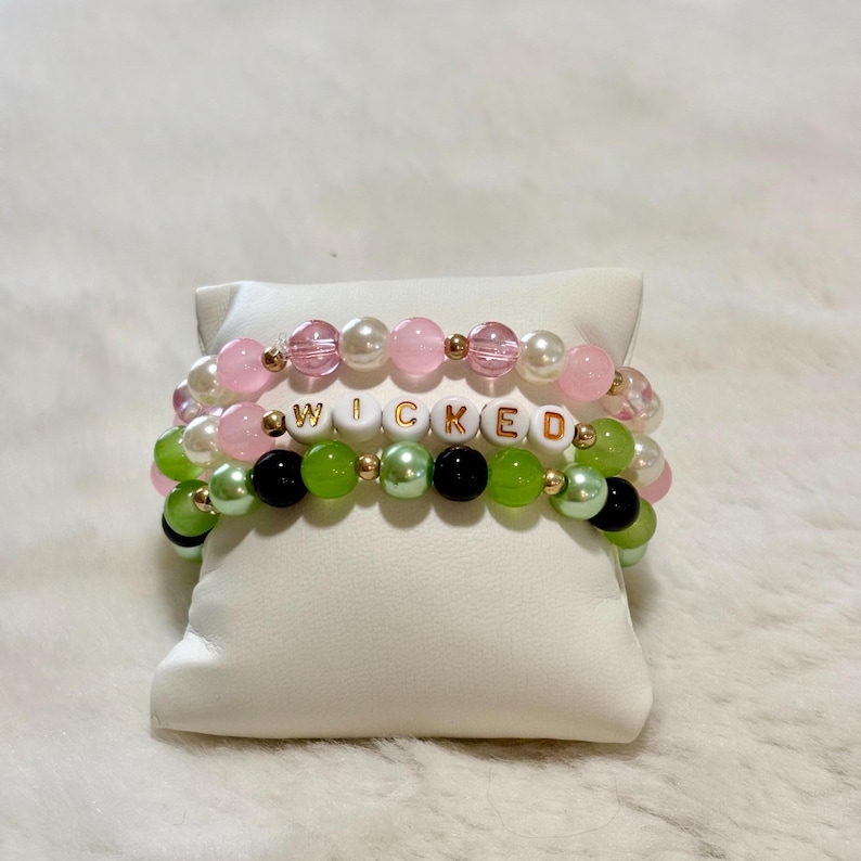 WICKED Handmade Beaded Glass Bracelet Stack, Wicked the Movie Bracelets ...