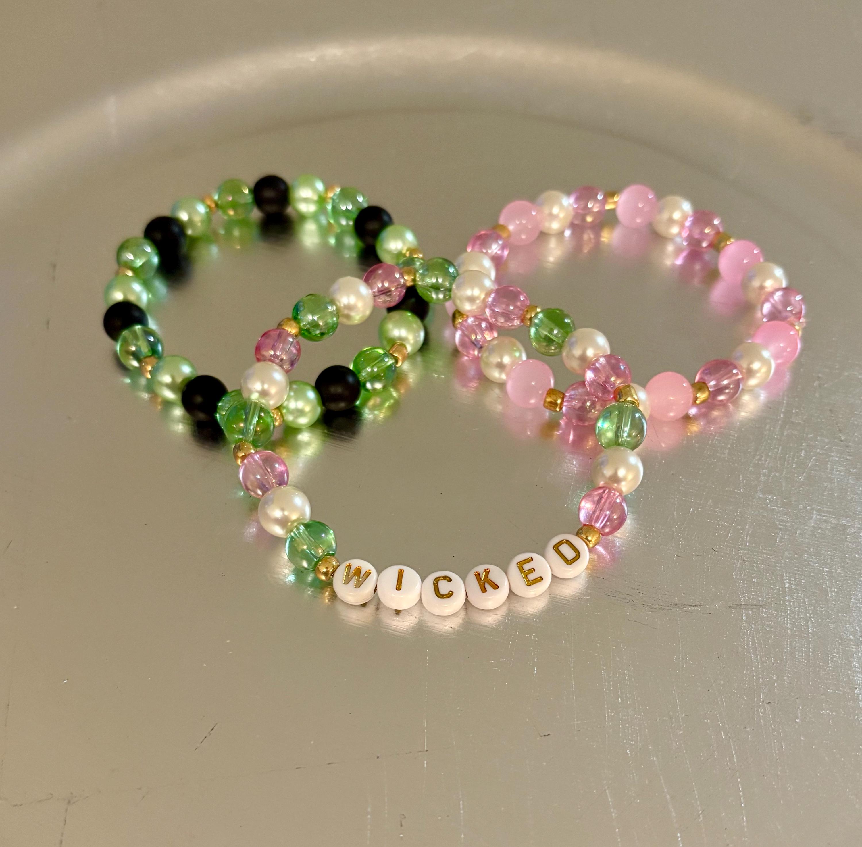WICKED Handmade Beaded Glass Bracelet Stack, Wicked the Movie Bracelets ...
