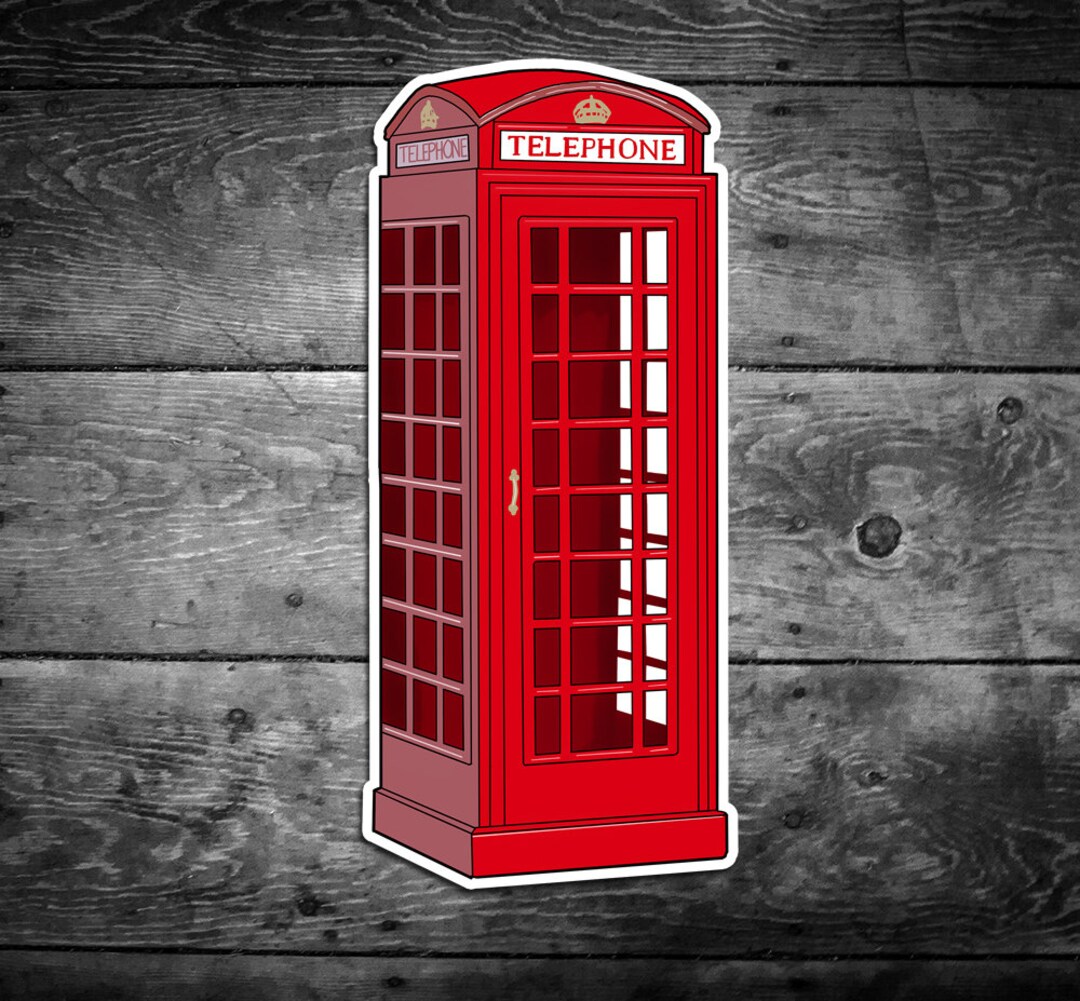 Red English Phone Booth Sticker - Etsy