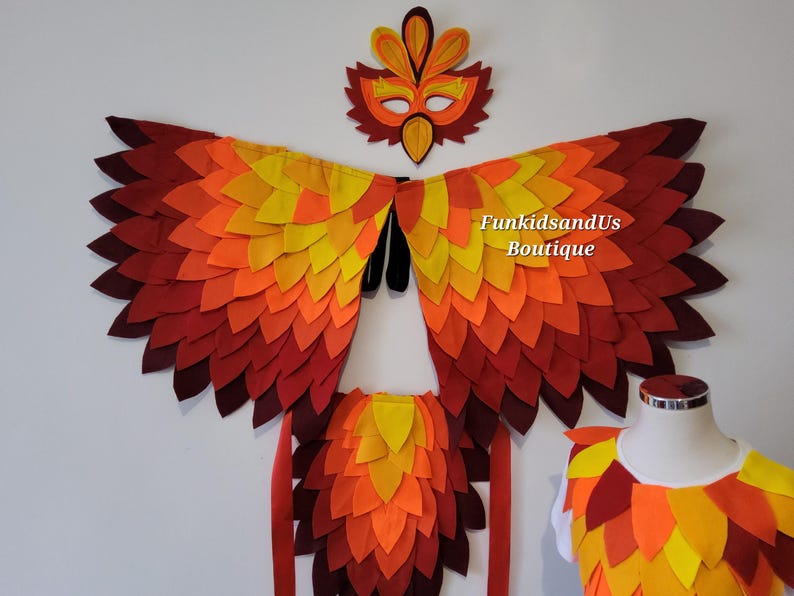 Phoenix Bird Costume Set: Felt Wings, Tunic & Mask - Etsy