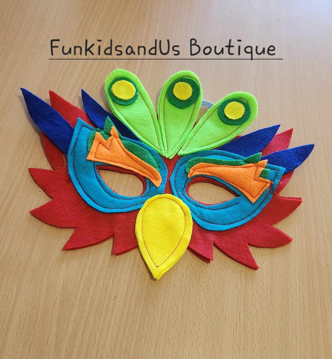 Sewn Bird Mask for Kids or Adult Felt Handmade Bird Sewn Mask Parrot ...