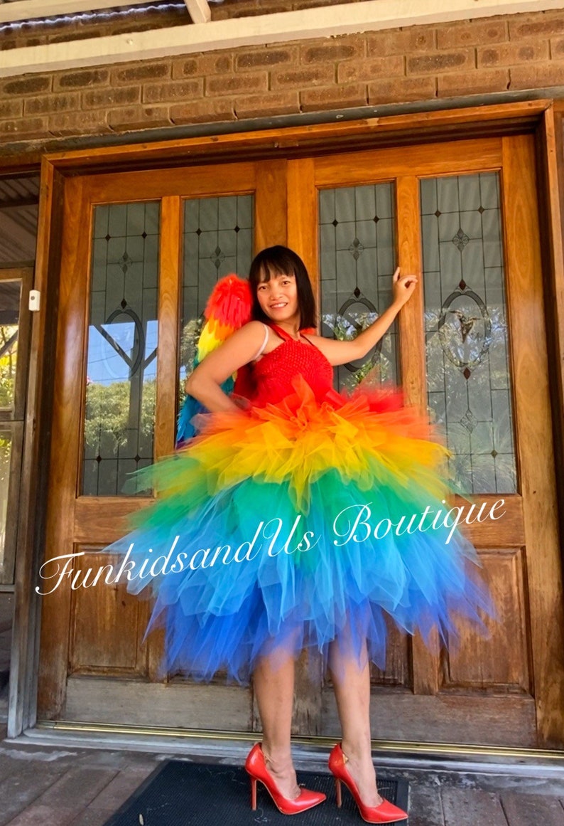 Adult Bird Costume Tutu Dress With Bird Wings Adult Rainbow - Etsy