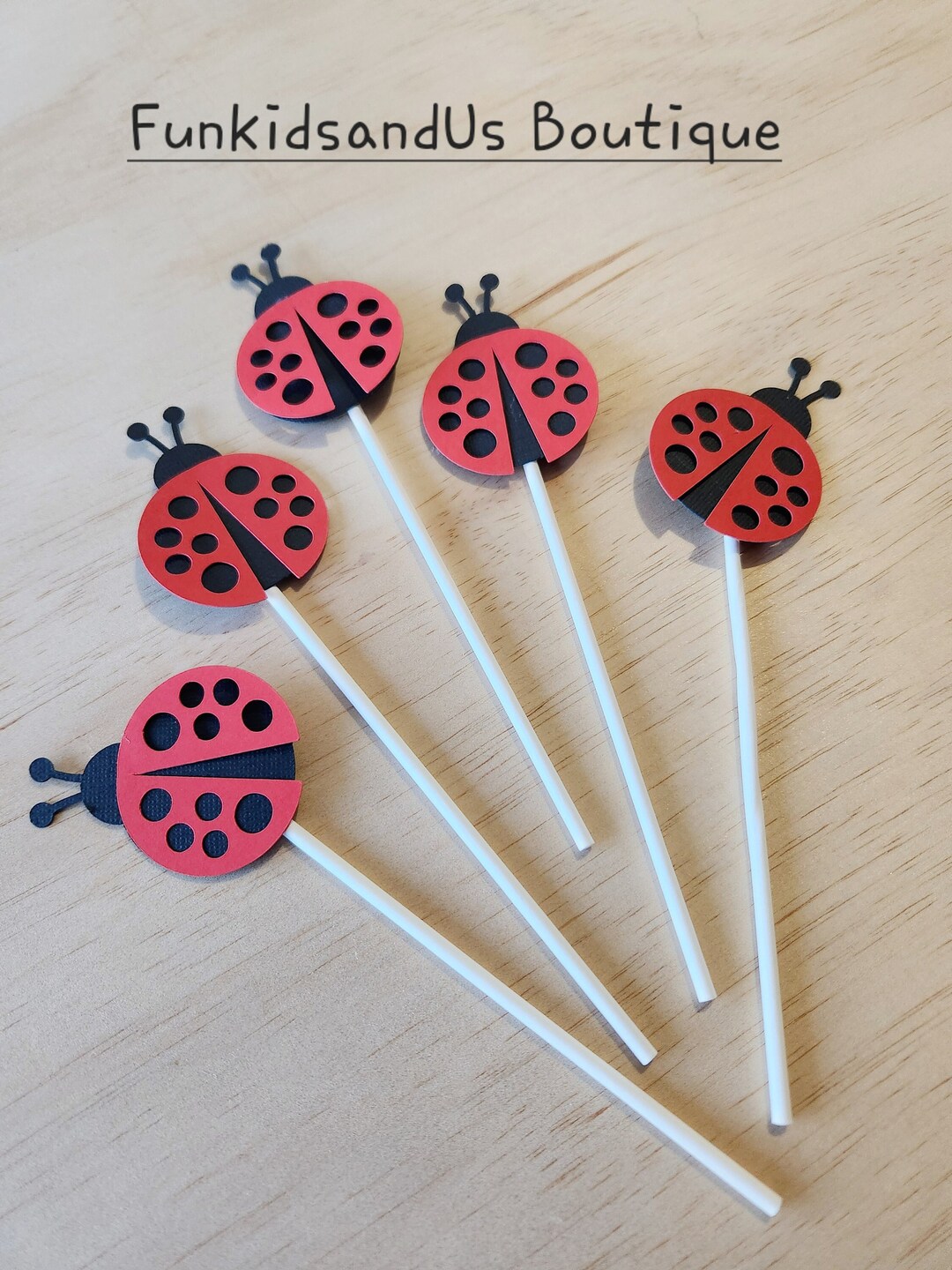 Red Lady Bug Topper - Lady Bug Birthday Topper - 12pcs Lady Bug Cupcake ...