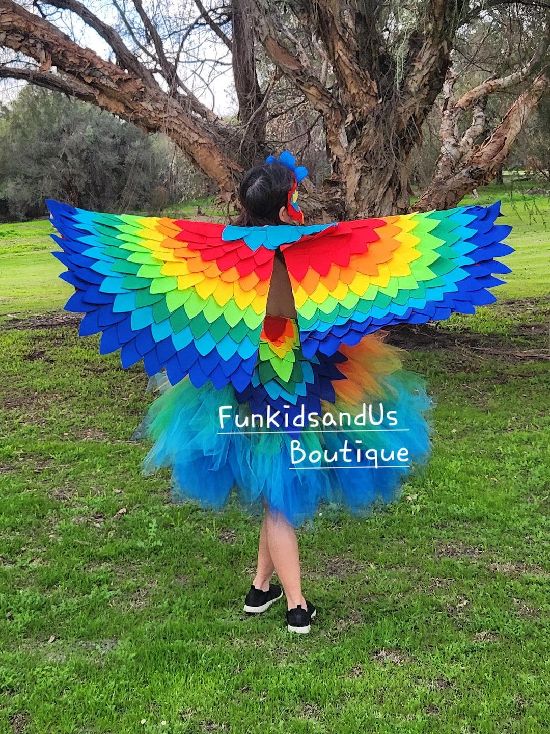 Parrot Bird Wings , Rainbow Bird Wings Tail and Mask, Rainbow Wings ...