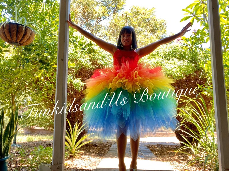 Adult Bird Costume Tutu Dress With Bird Wings Adult Rainbow - Etsy
