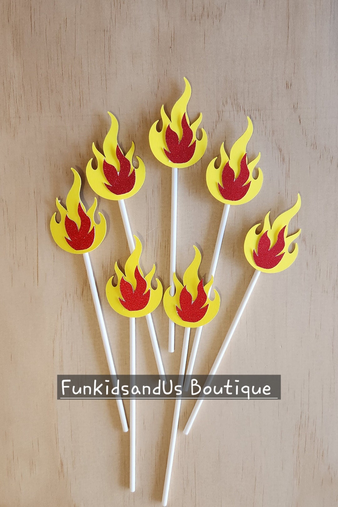 Flame Shape Paper Topper - Fire Shape Party Topper - Little Fireman ...