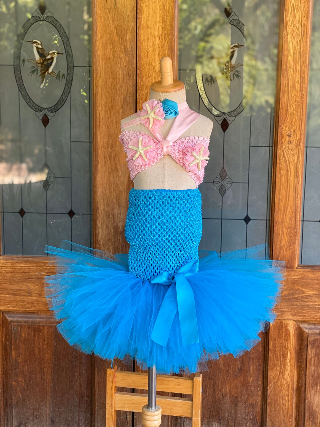 Mermaid Tutu Dress: Pink Shell Top, Blue Tail Costume - Etsy