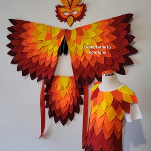 Phoenix Bird Costume Set: Felt Wings, Tunic & Mask - Etsy