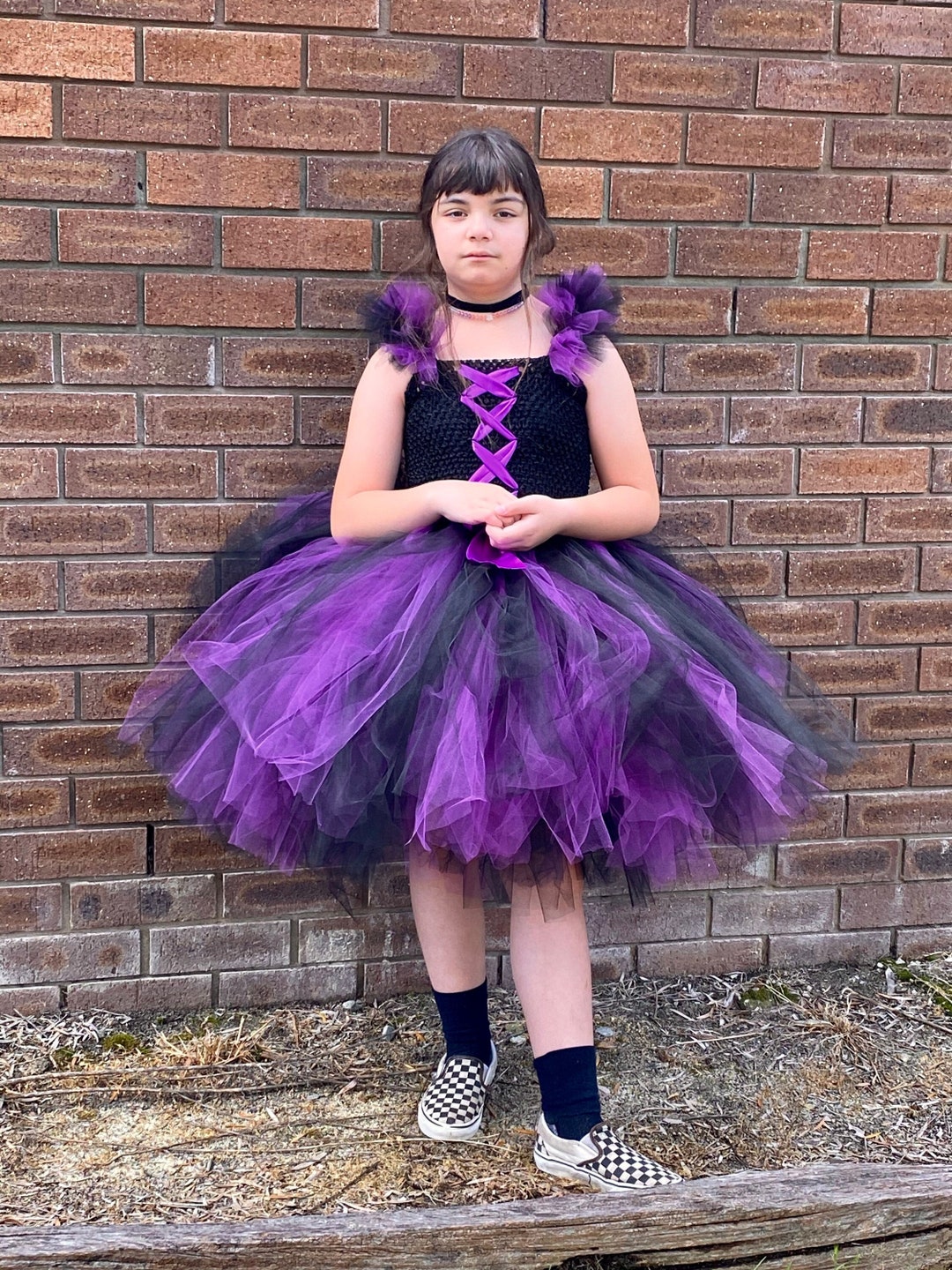 Spooky Chic Purple Black Tulle Witch Dress- Mal Inspired Themed Party ...