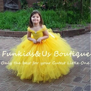 Yellow Princess Tutu Gown With Rhinestone Flower Girl Yellow Tutu Dess ...