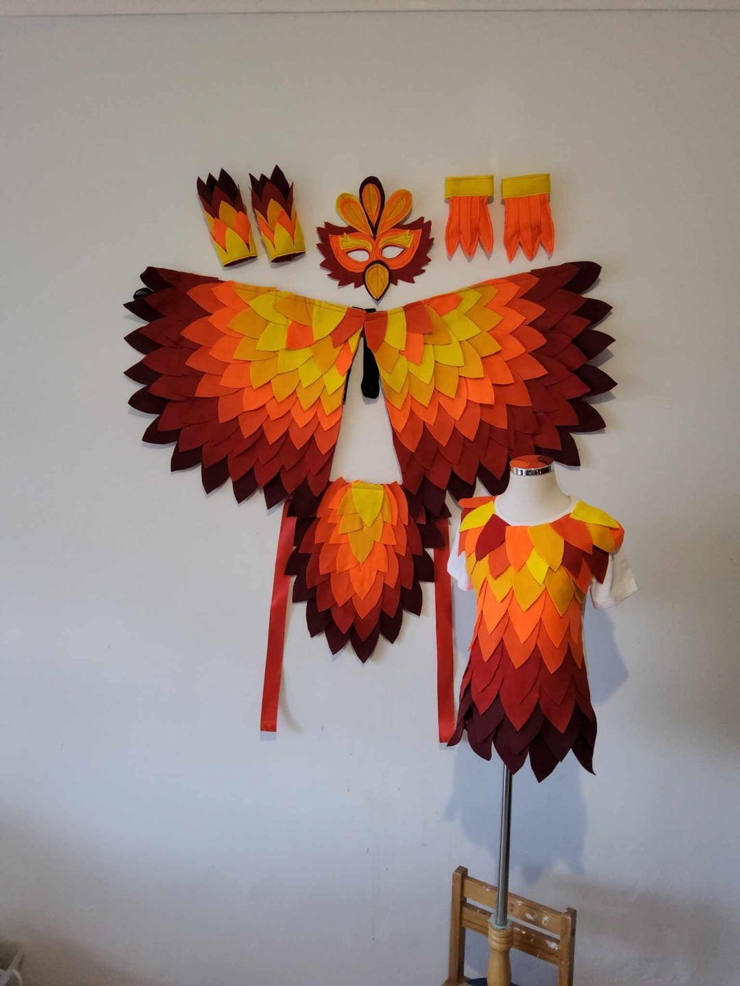 Handmade Phoenix Bird Costume Set - Felt Wings, Mask & Cuffs - Etsy