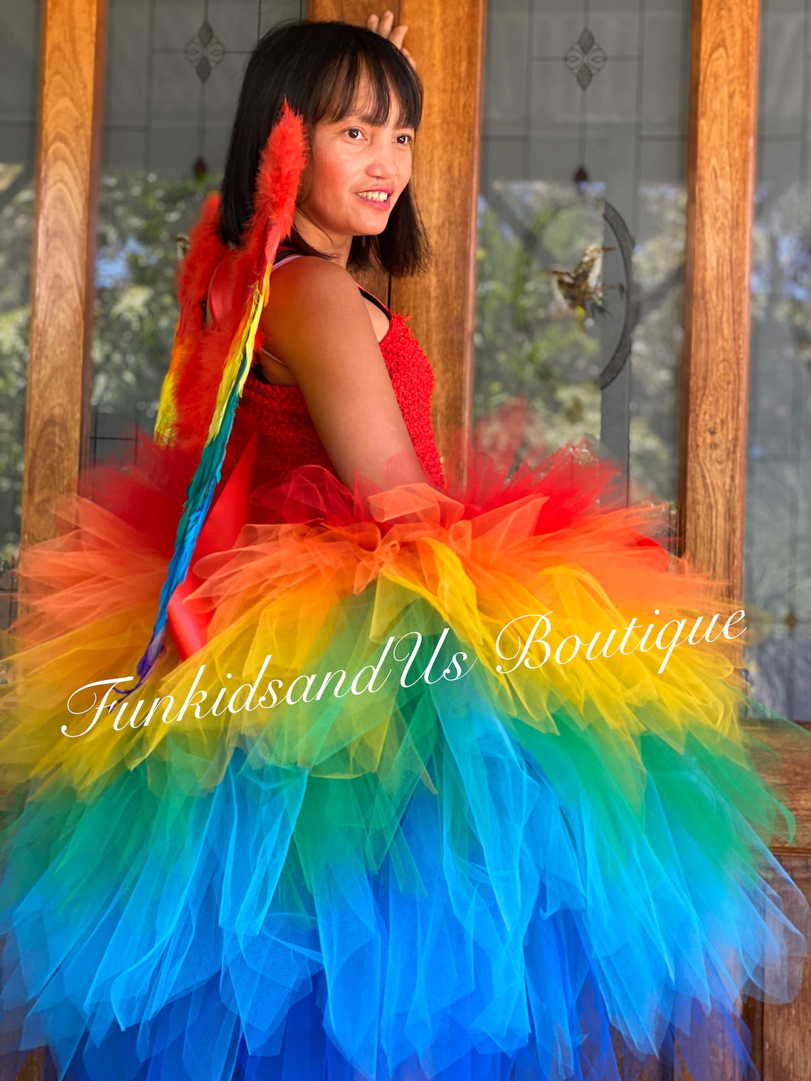 Adult Bird Costume Tutu Dress With Bird Wings Adult Rainbow | Etsy