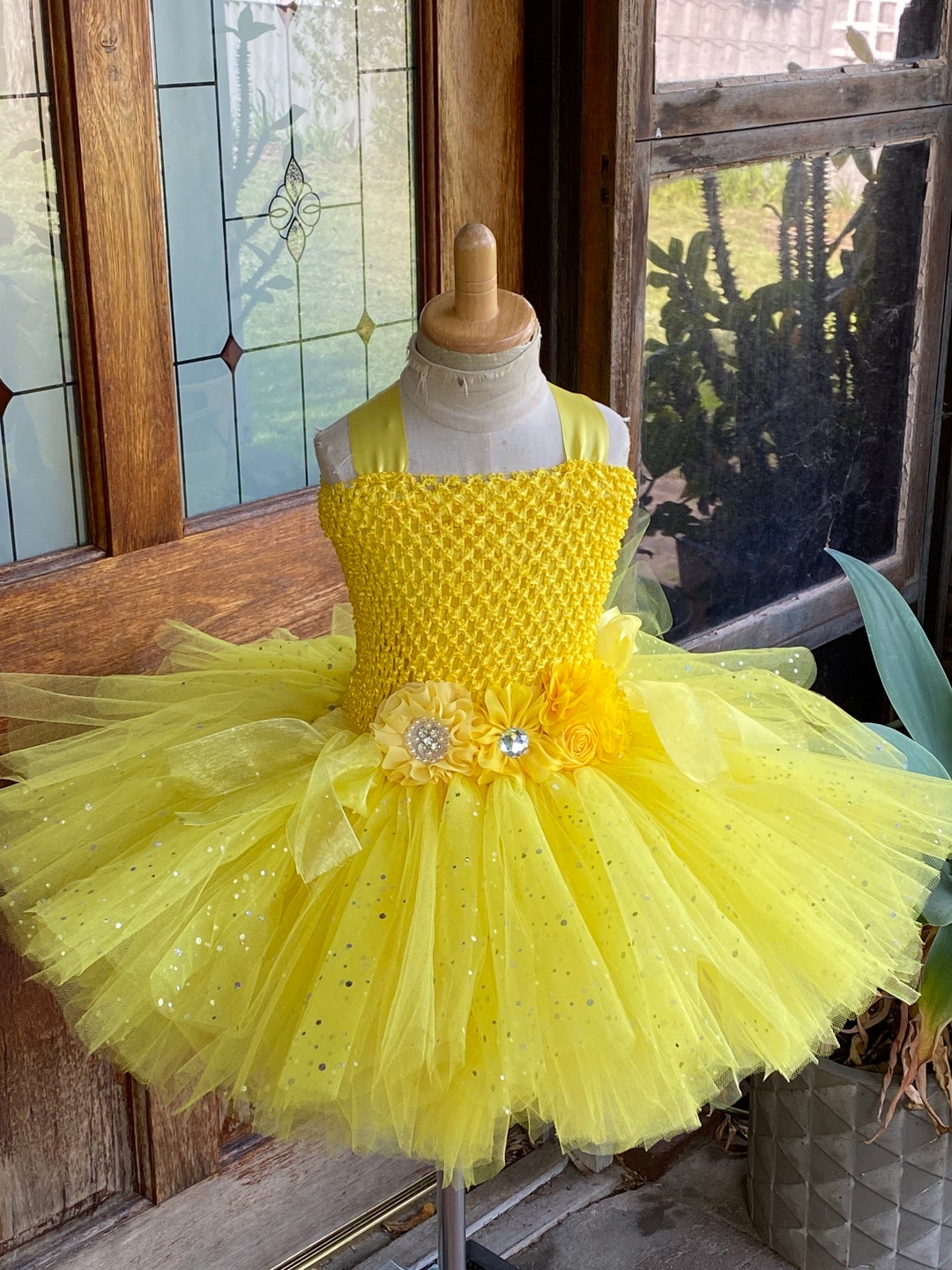 Yellow Dress- Princess Dress- Glitter Tulle Yellow Dress- Yellow Short ...