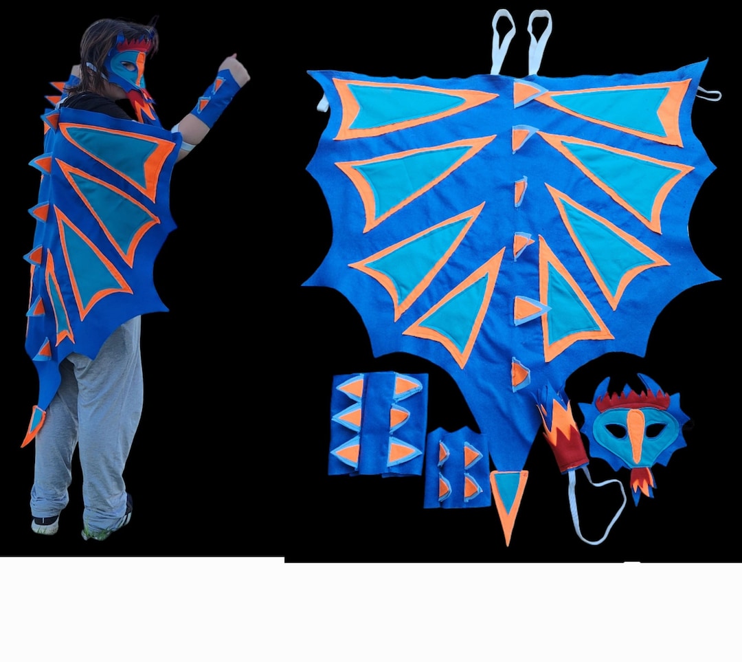Dragon Costume Cape, Blue Dragon Costume, , Dragon Costume Set – Blue ...