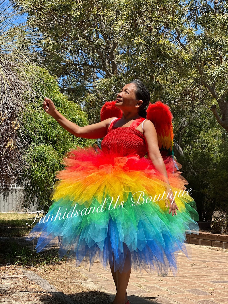 Adult Bird Costume Tutu Dress With Bird Wings Adult Rainbow - Etsy