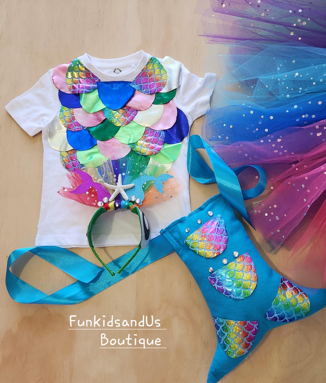 Rainbow Fish Costume Rainbow Fish Dress up - T Shirt Headband and Tail ...