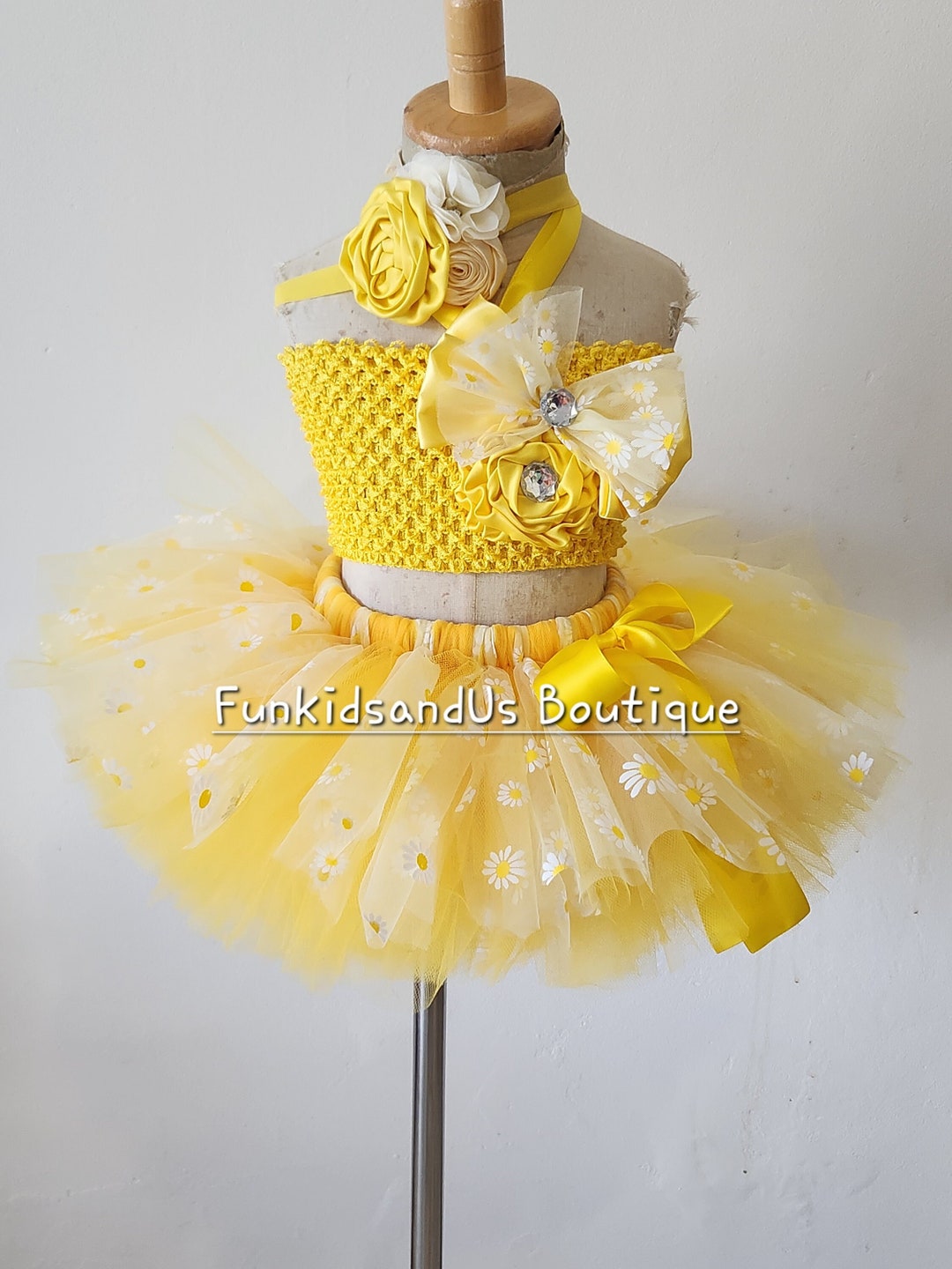 Daisy Tutu Dress: Yellow Floral Baby Girl Outfit - Etsy