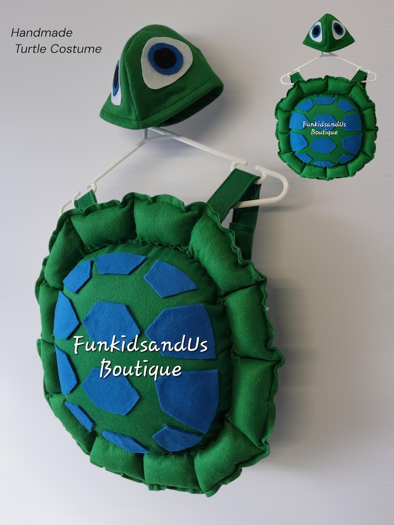 Kids Turtle Costume Set – Shell, Mask, Hat & Accessories - Green Blue ...