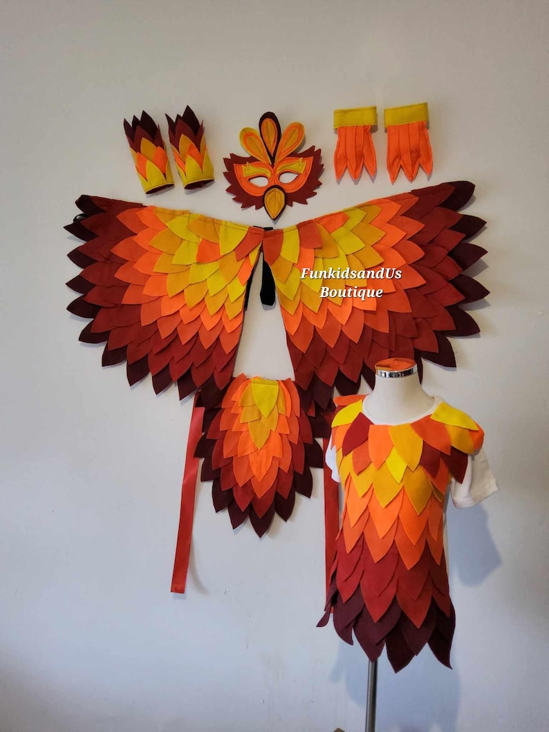 Handmade Phoenix Bird Costume Set - Felt Wings, Mask & Cuffs - Etsy