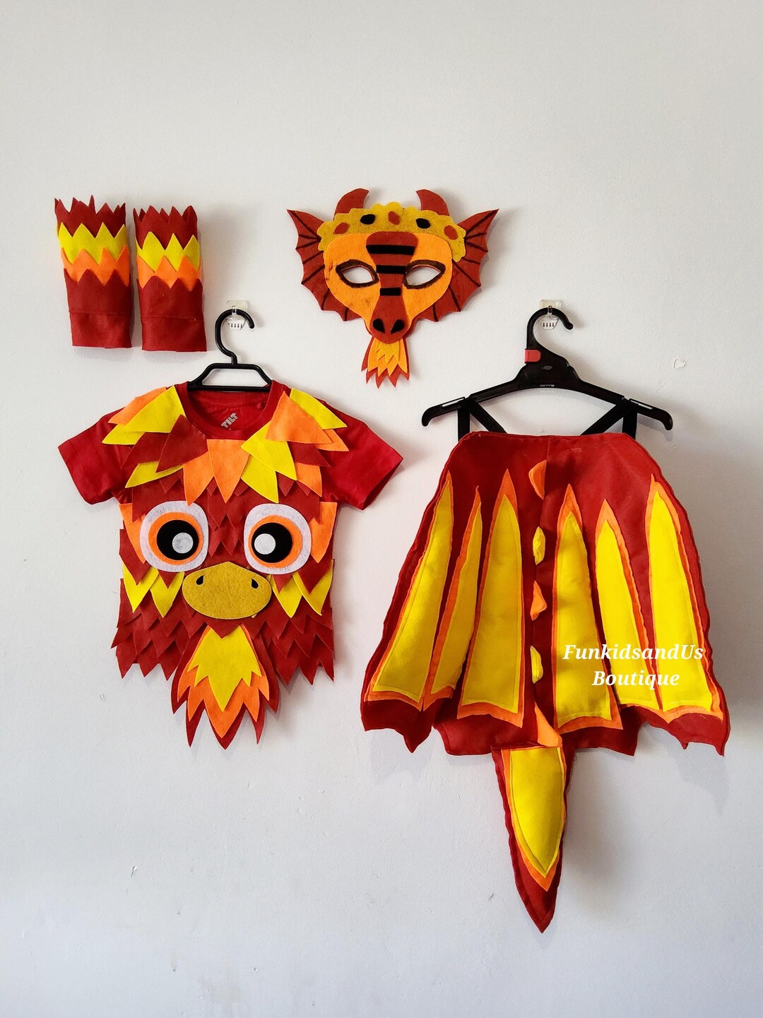 Bold & Bright Fire Dragon Costume - Colorful Dragon Dress-up Set ...