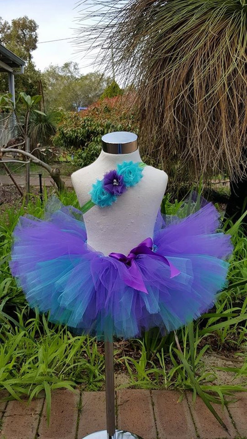 Aquapurple Dark Teal Tutu With Matching Headband Under the - Etsy