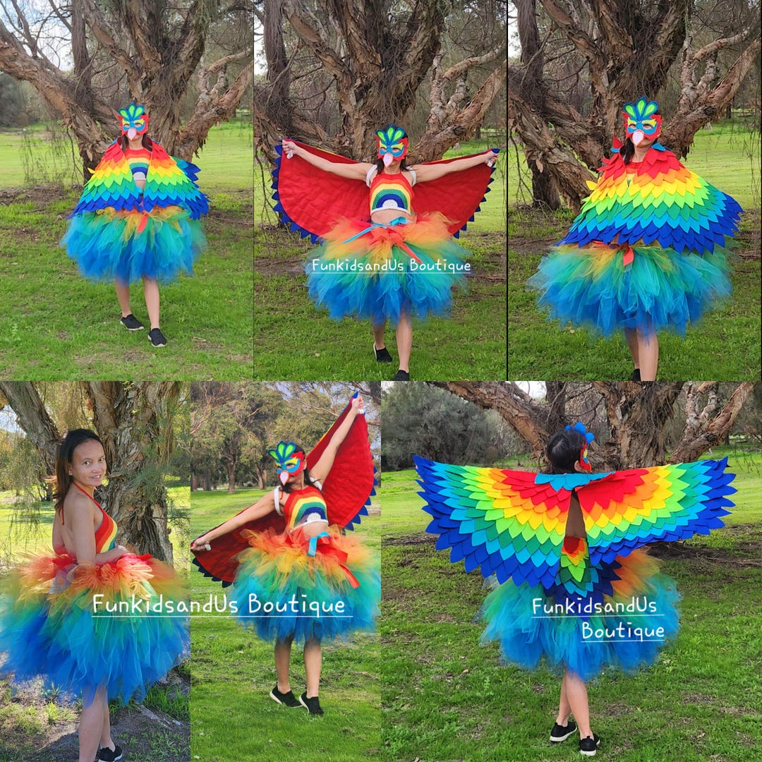 Parrot Bird Costume , Adult Bird Costume Set, Parrot Bird Wings Mask ...