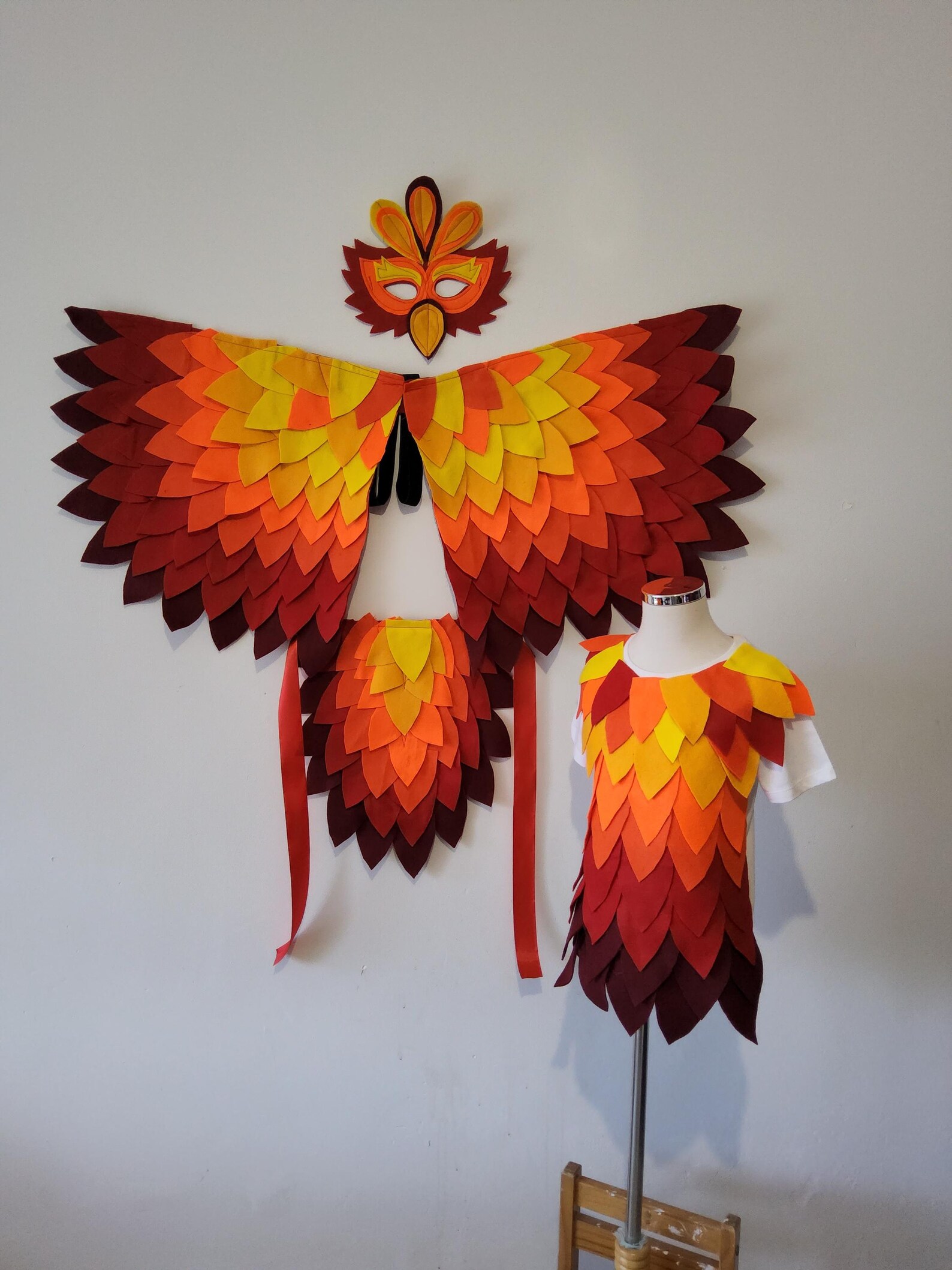Phoenix Bird Costume Set: Felt Wings, Tunic & Mask - Etsy