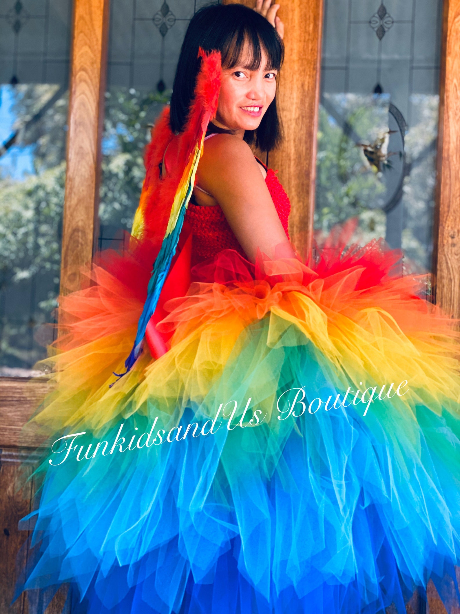 Adult Bird Costume Tutu Dress With Bird Wings Adult Rainbow - Etsy