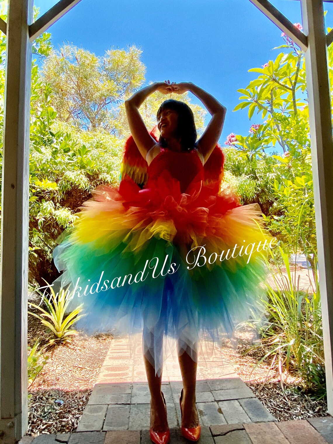 Adult Bird Costume Tutu Dress With Bird Wings Adult Rainbow - Etsy