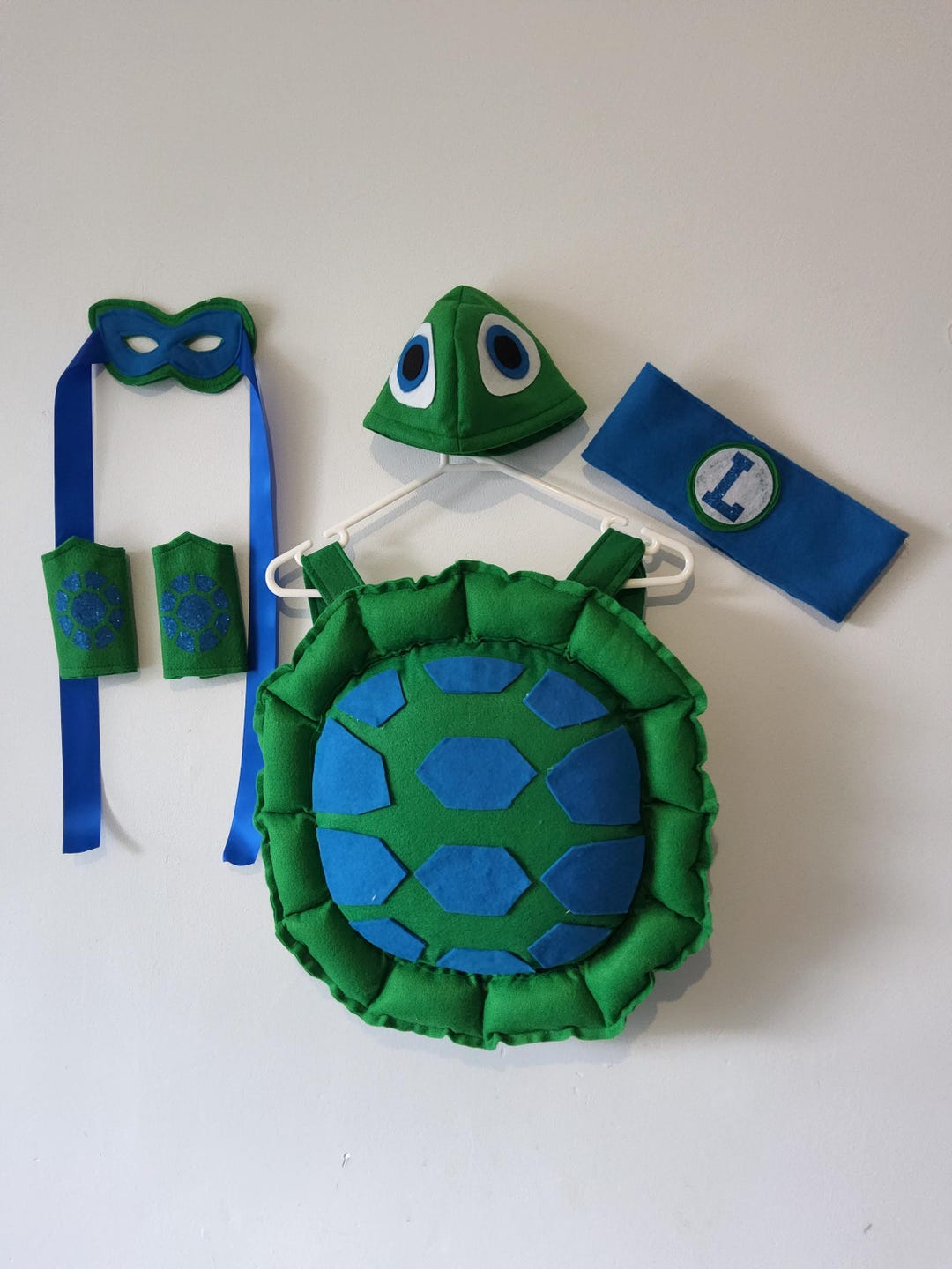 Kids Turtle Costume Set – Shell, Mask, Hat & Accessories - Green Blue ...