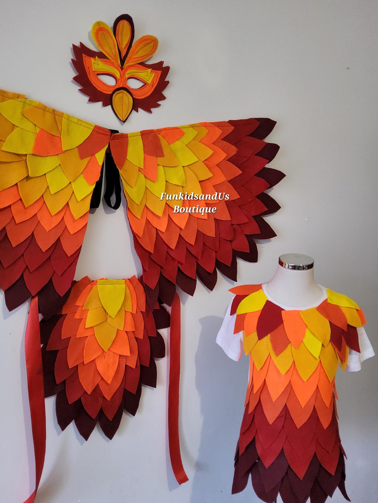 Phoenix Bird Costume Set: Felt Wings, Tunic & Mask - Etsy