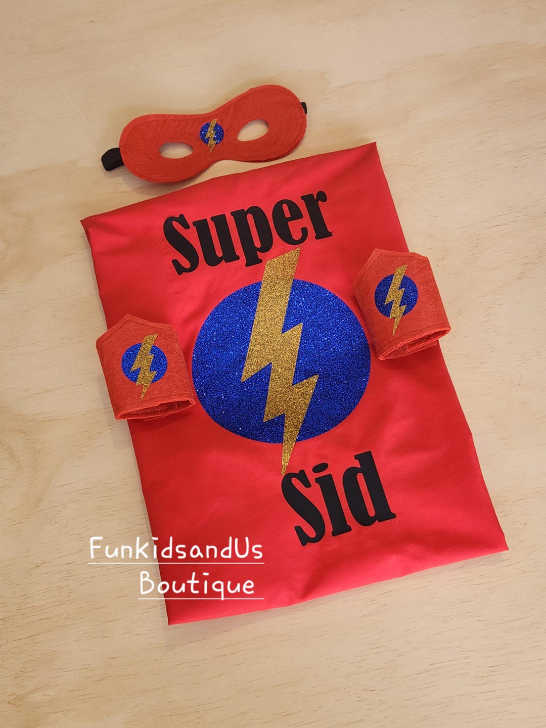 Super Hero Cape Personalized Kid Cape Wristband and Mask Super Hero Kid ...